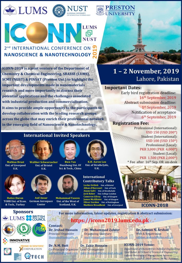ICONN 2019 – Nov. 1-2 @ LUMS, Lahore, Pakistan.